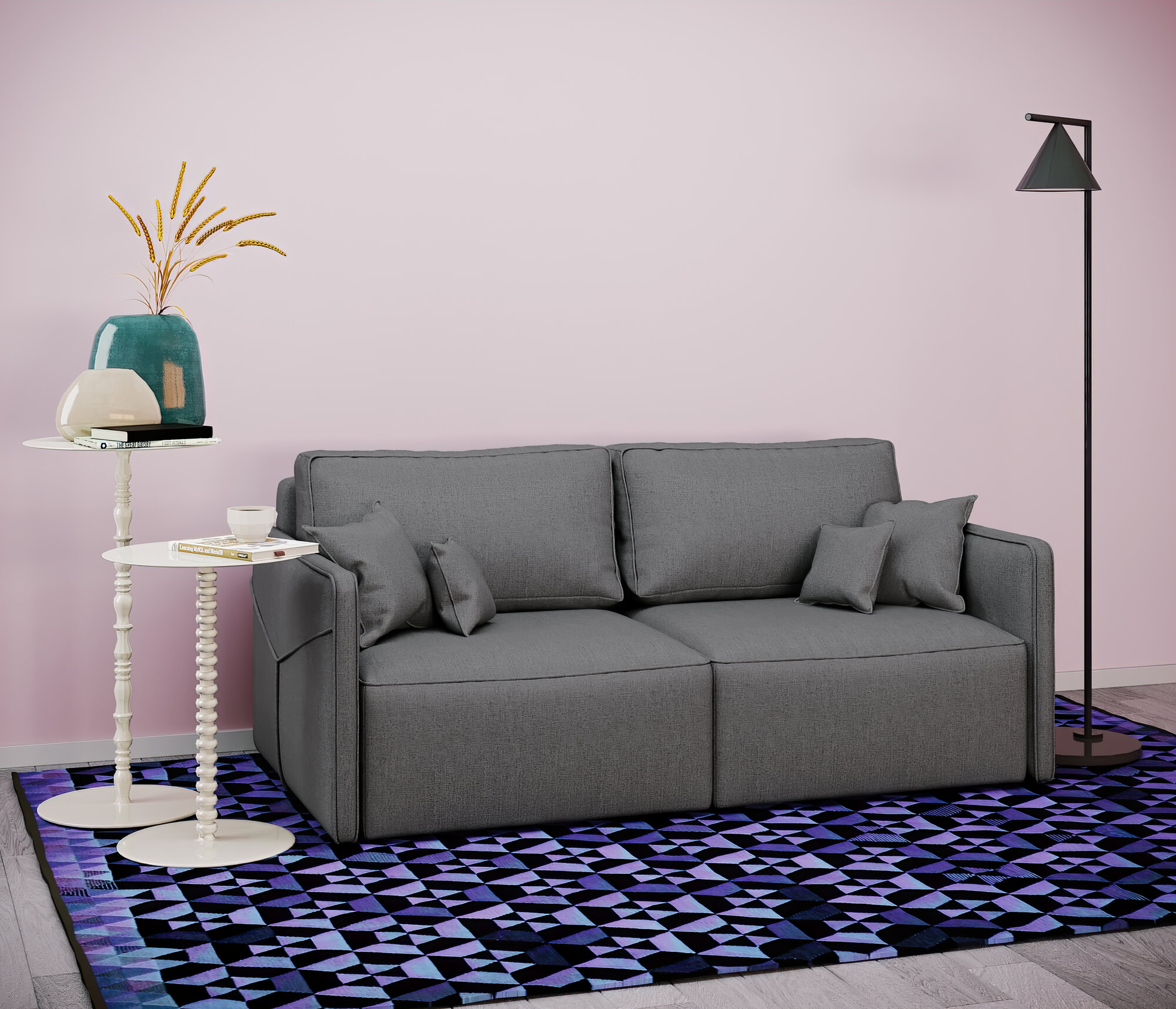 Диван прямой Кьянти, еврокнижка, рогожка саванна плюс маус, ППУ