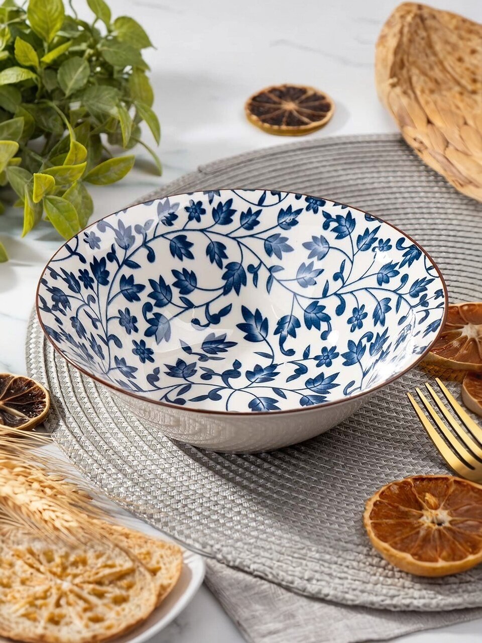 Салатник керамический Daniks Эшли 18 см, круглый, белый, с рисунком, для СВЧ и посудомоечной машины