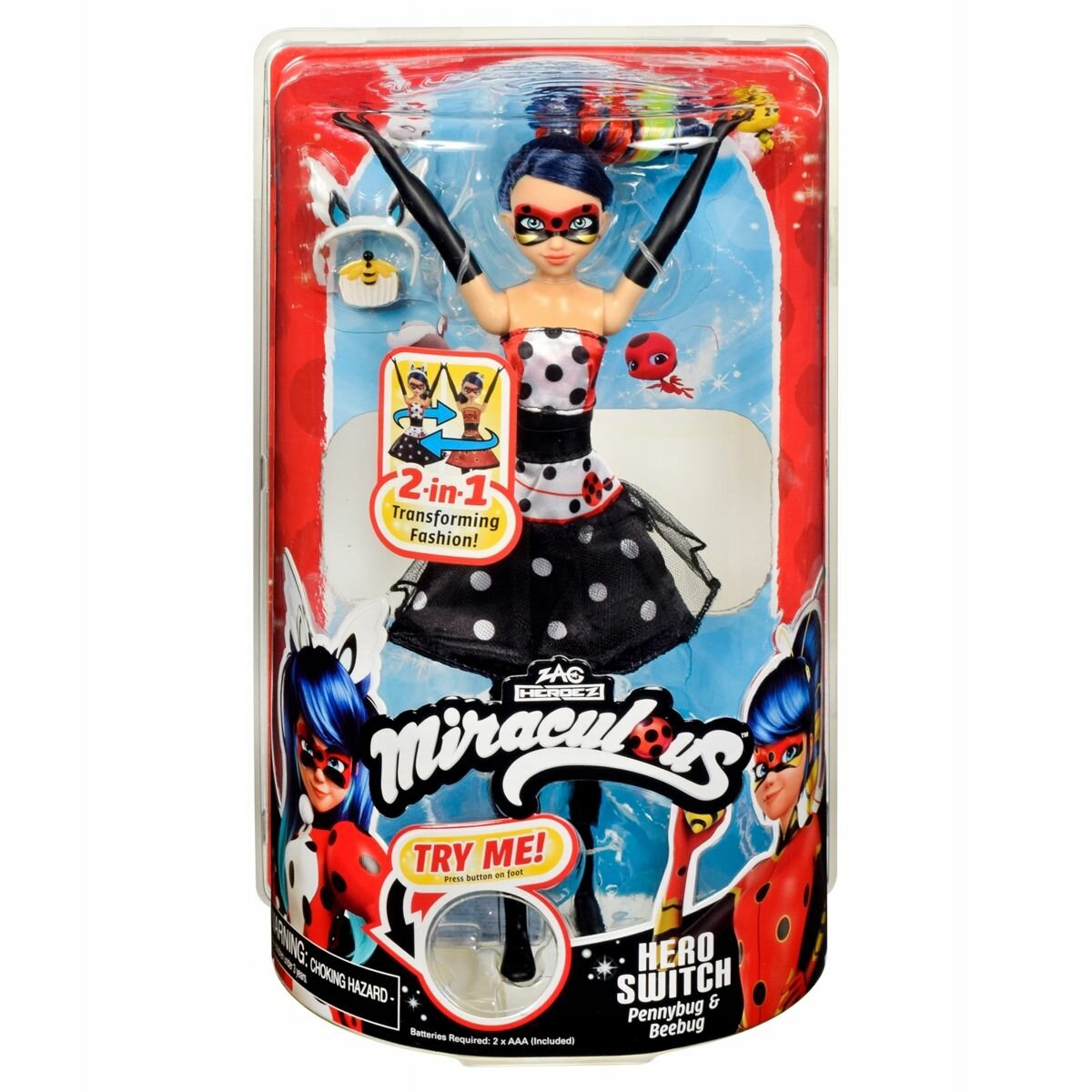 Кукла Playmates Toys Miraculous - Кукла Pennybug с кнопкой для смены костюма - 50417