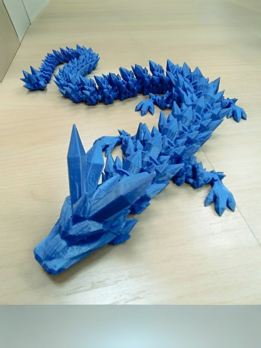Фигурка Дракон, 3D печать, материал пластик, цвет синий, 1 шт.