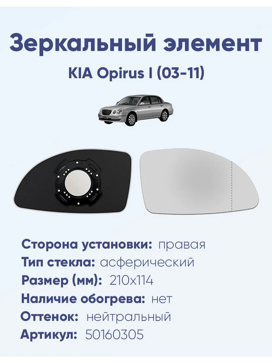 Зеркальный элемент правый KIA Opirus I (03-11)A50160305