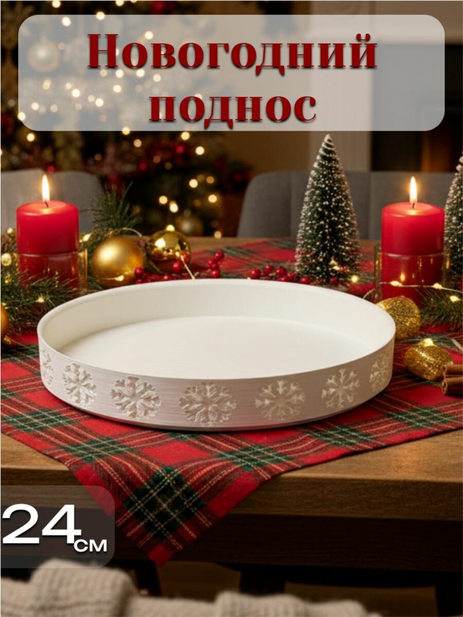 Новогодний поднос "Звезда", пластик PLA, черно-матовый, 25x3 см