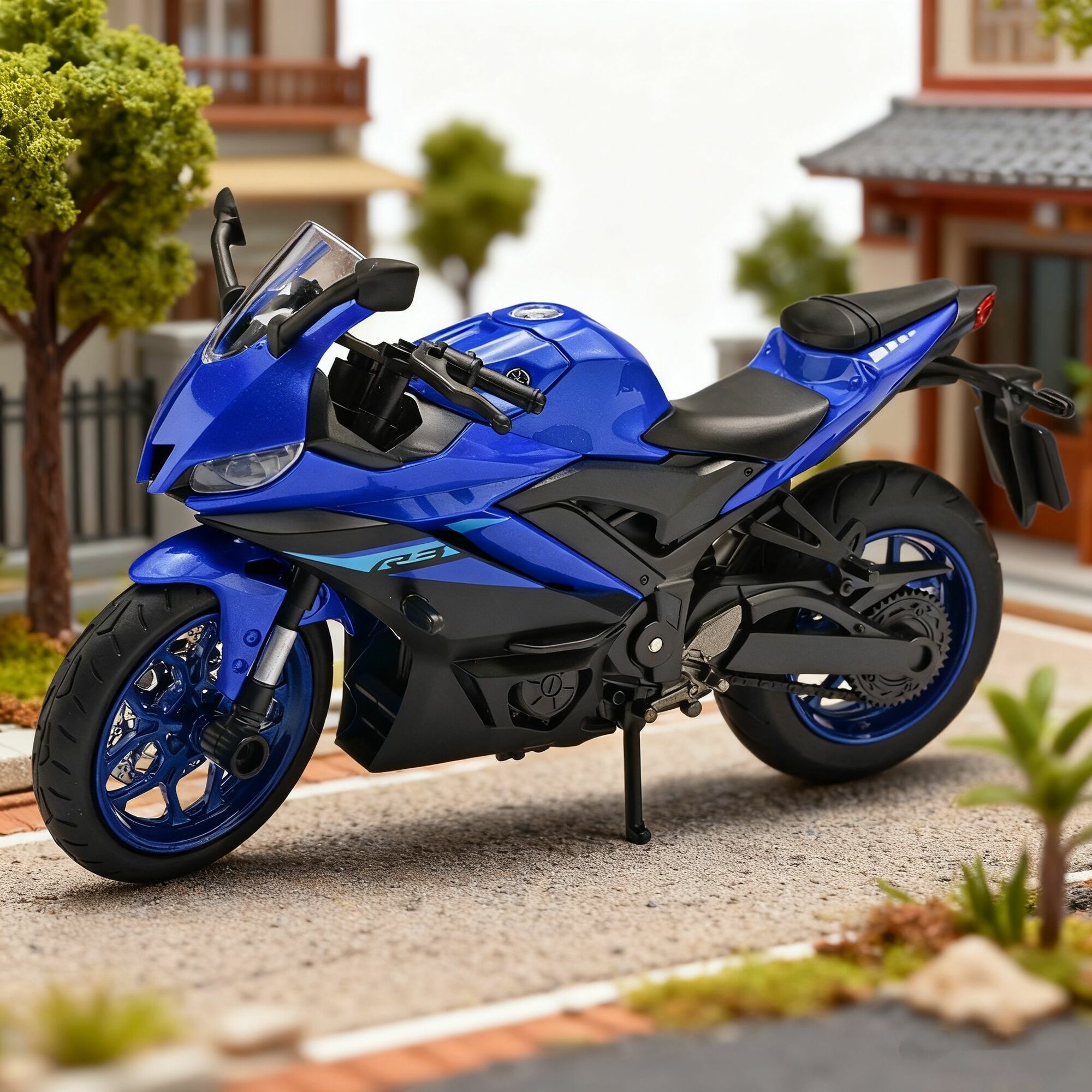 Миниатюрная модель мотоцикла Ямаха R3 из литого под давлением металла 1:12 Yamaha R3 Мотоциклы Игрушки, со светом
