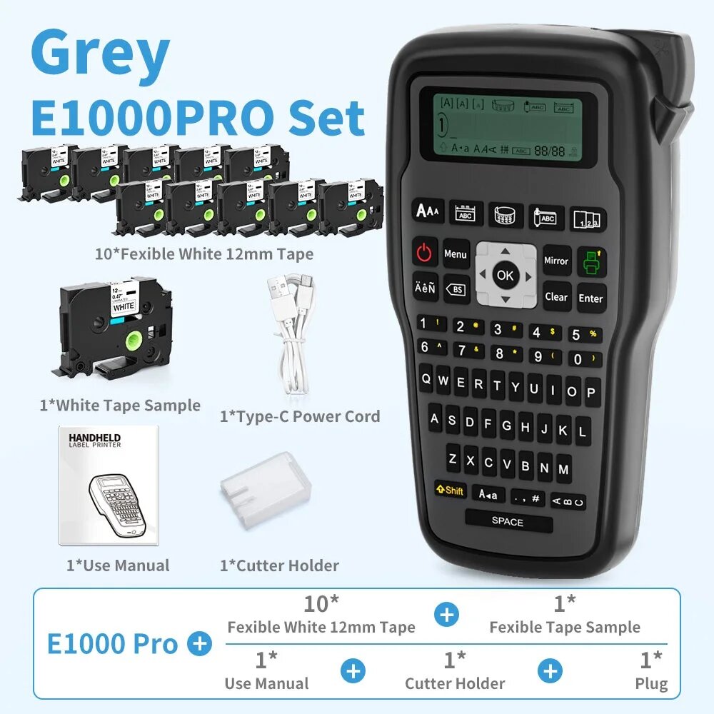 Портативный термотрансферный принтер MarkField E1000PRO Grey Labeler Set 3