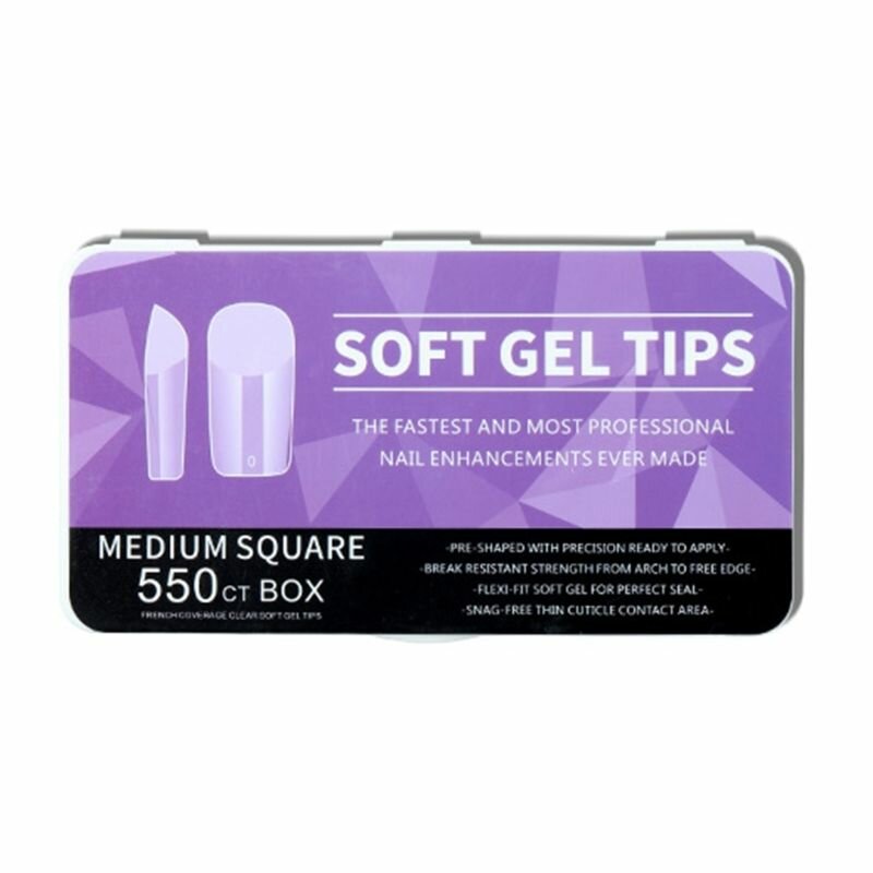 1 коробка с изделиями для нейл-арта, ультратонкие, без следов, полуматовые, квадратные, 550 штук накладных ногтей-24