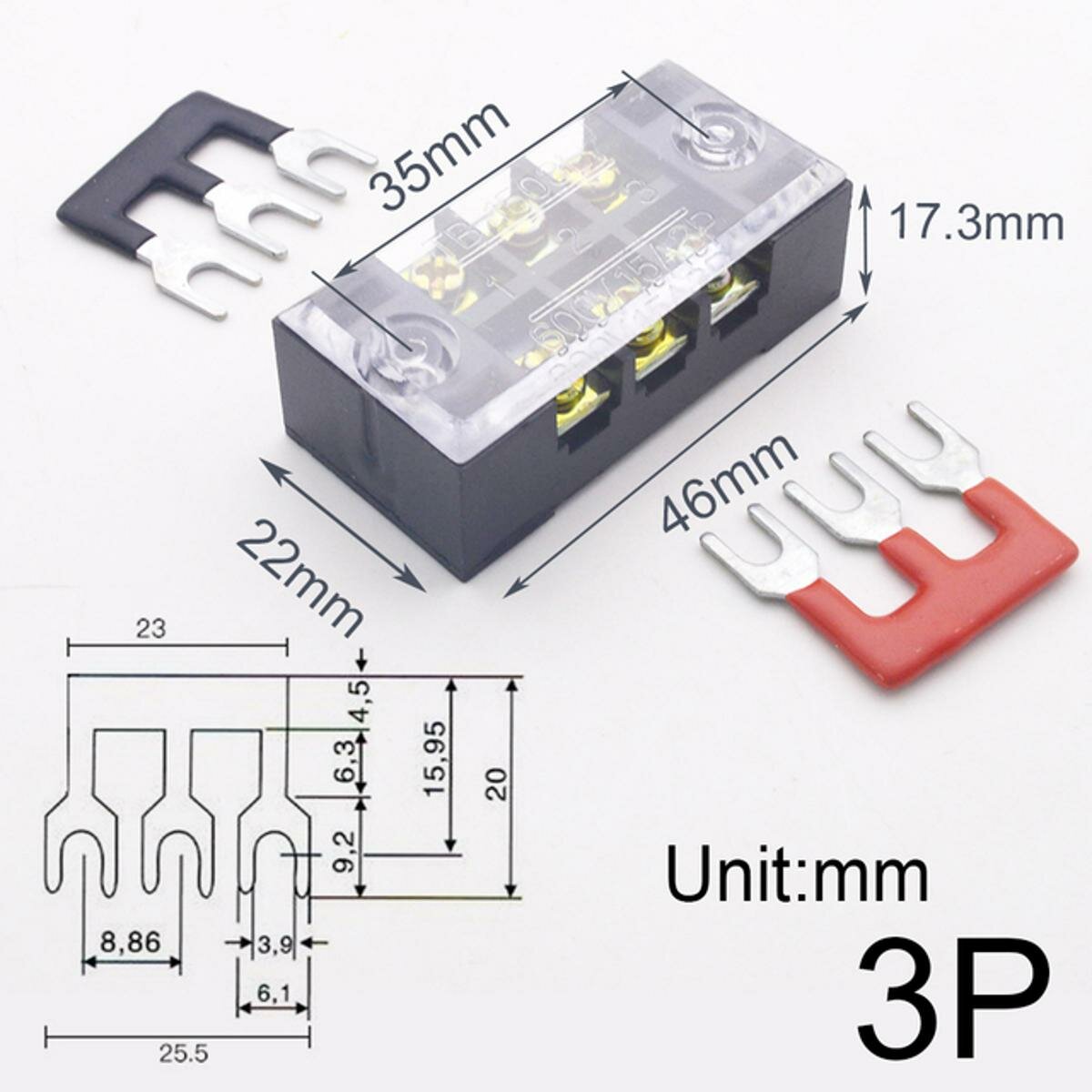 Электрическая винтовая клеммная колодка с двумя рядами фиксированных проводных клемм, разъемы для проводов 600 В 15 А, р
