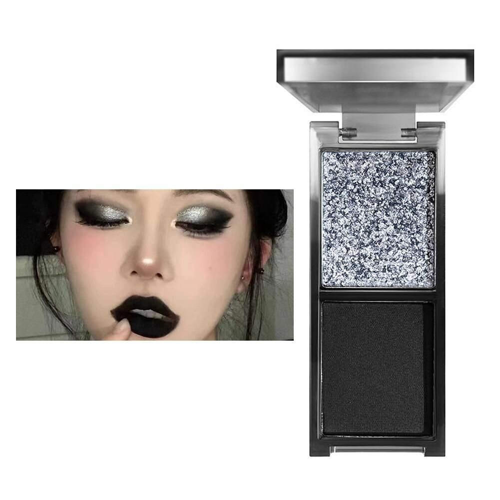 Двухцветная палетка матовых черных теней для век и хайлайтеров