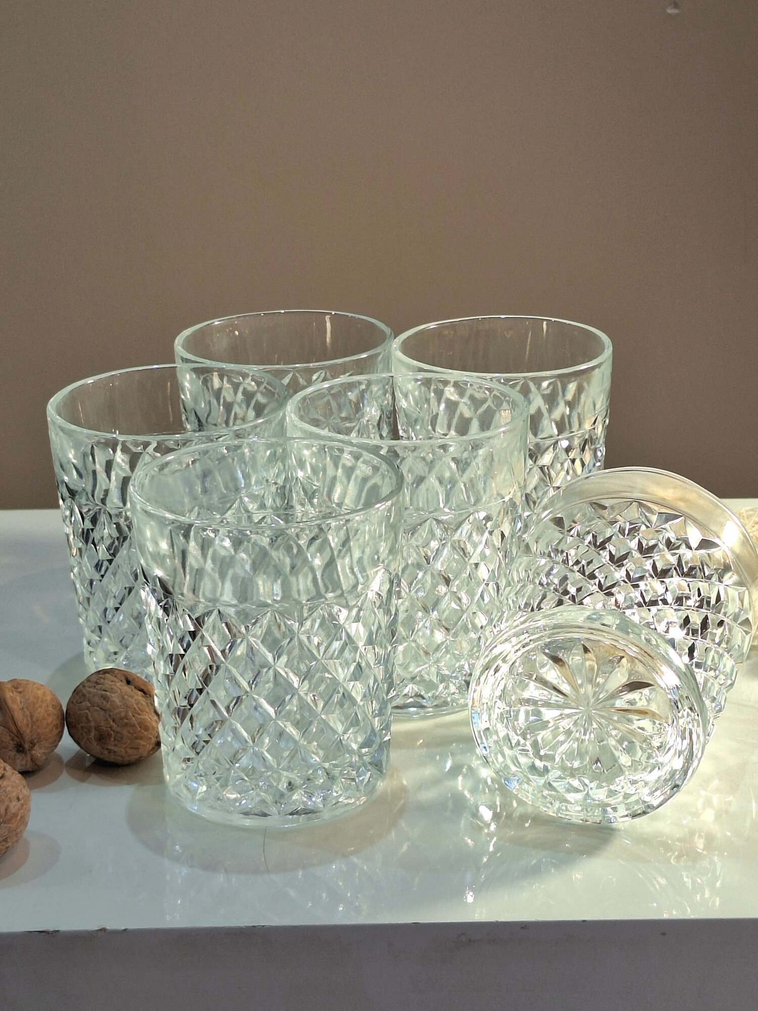 Набор бокалов для виски Богемия из толстого хрустального стекла 6 штук 200 мл. Чехословакия