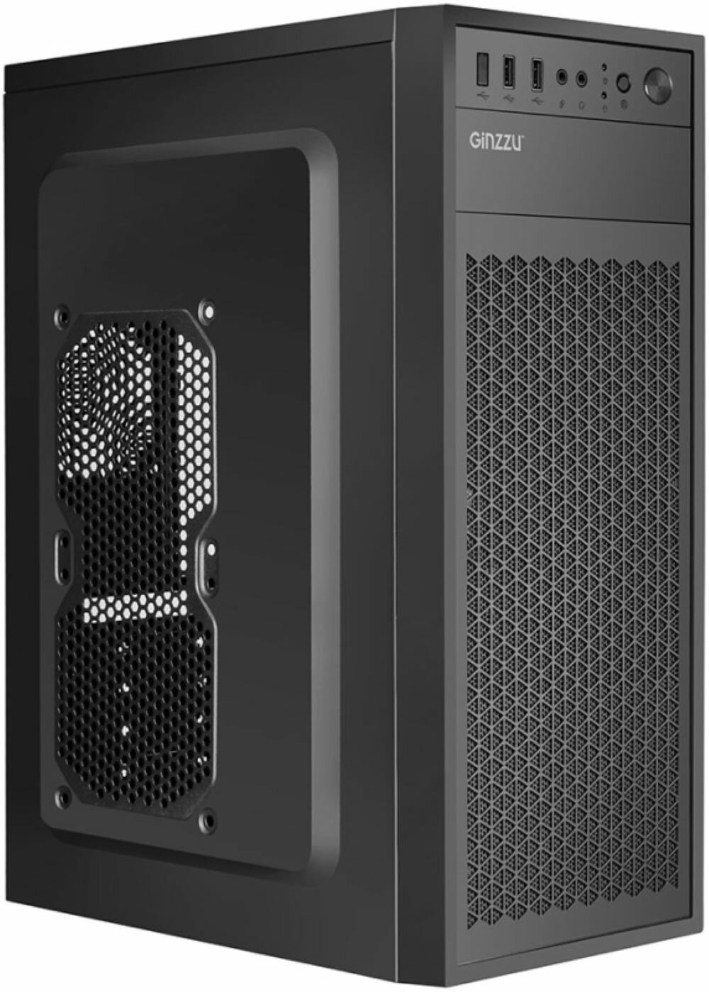 Корпус для ПК Ginzzu A400 черный, Mid Towerбез блока питания
