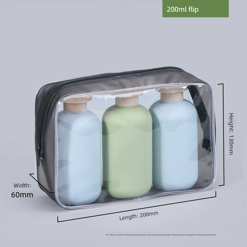 Набор дорожных многоразовых флаконов для туалетных принадлежностей: шампунь, гель для душа, очищающее средство для