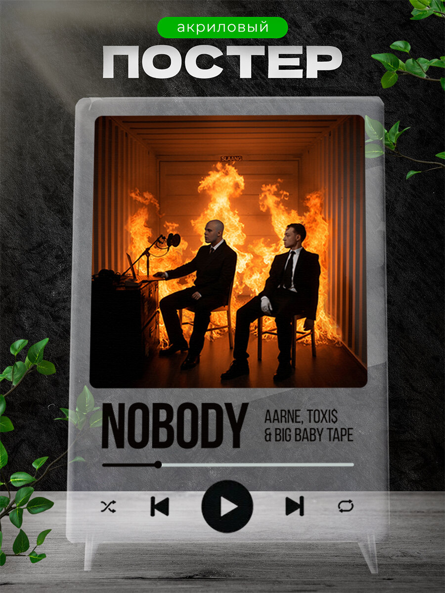 Акриловый постер на подставке с цветным принтом с треком Aarne, Toxi$ & Big Baby Tape - NOBODY
