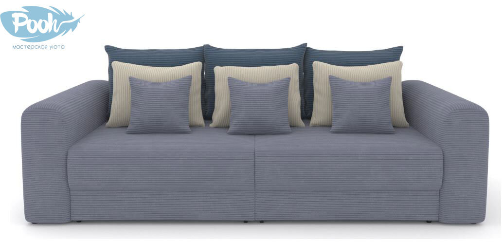 Фабрика мебели Pooh Диван прямой Медисон Люкс velour Cilium Steel, раскладной