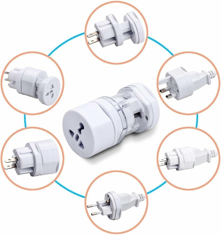Универсальный Сетевой адаптер на все типы розеток International Adaptor All-in-One, Более 150 стран мира, Белый