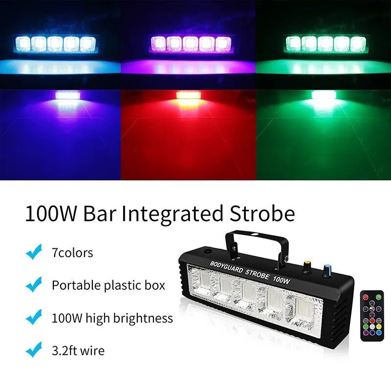 Стробоскоп для дискотеки Bodyguard Strobe 100W светодиодный с пультом управления для ночного клуба — фото 1