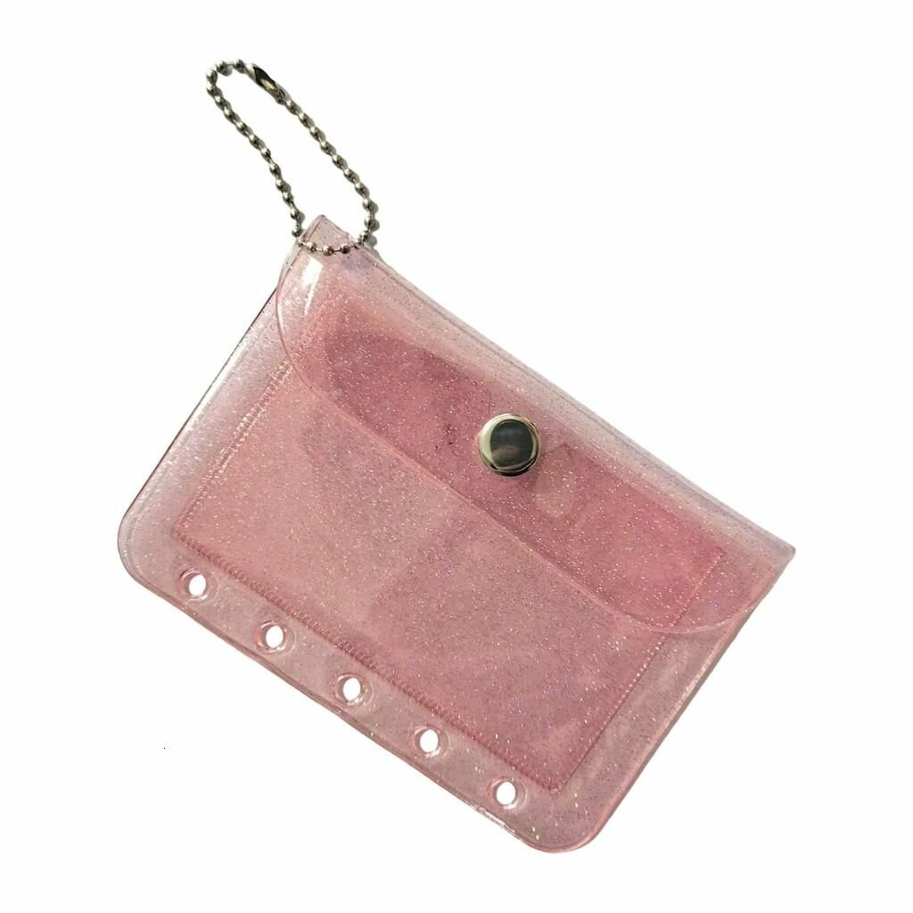 10 шт, держатель для карт M5, полипропиленовый прозрачный сверкающий кристалл, маленькая свежая сумка для хранения с пятью отверстиями, держатель для карт-розовый