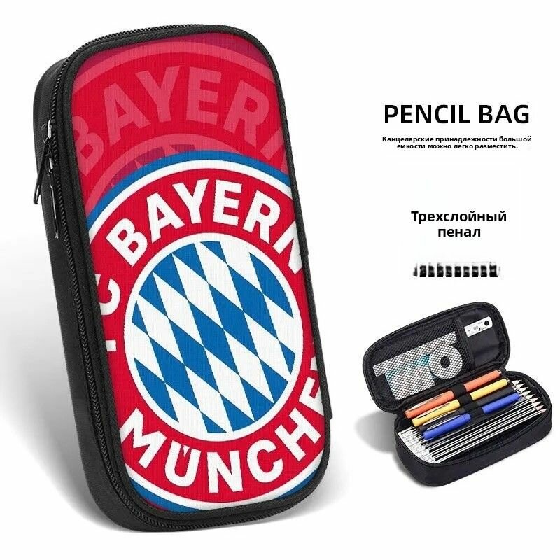 Пенал футбольный, с гербами Реал Мадрид/Барселона/Манчестер Сити/Юнайтед