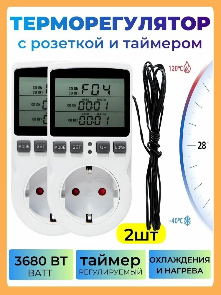 Терморегулятор/термостат до 3680Вт Для водопровода, Для газового котла, белый матовый