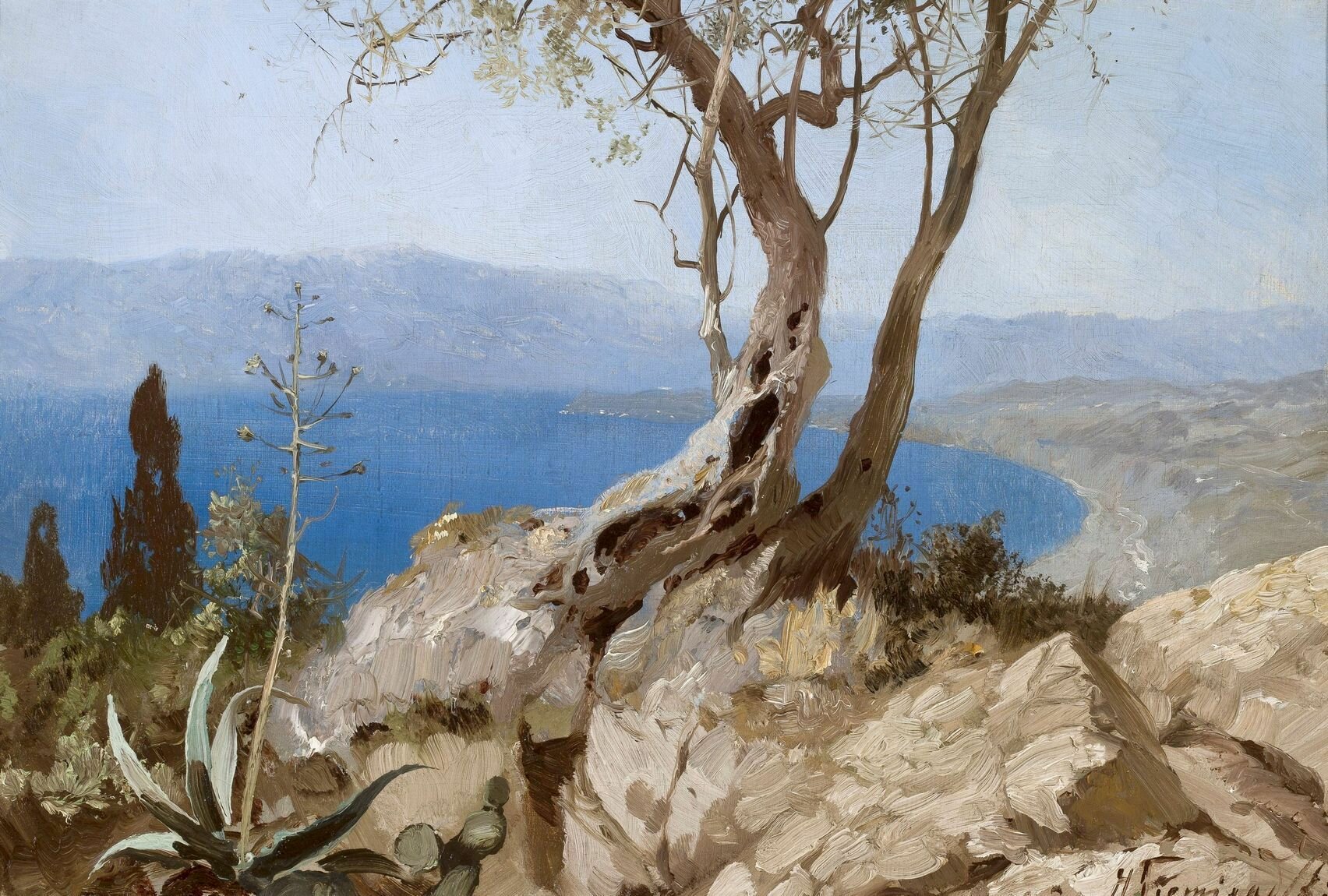 Картина Семирадского Генриха Вид на гавань со скалистым краем 60х40 см