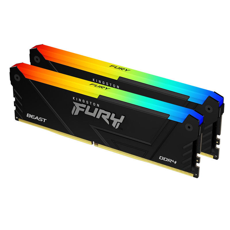 Оперативная память Kingston 32GB 3200MT/s DDR4 CL16 DIMM (Kit of 2) 1Gx8 FURY Beast RGB (Kingston KF432C16BB12AK2/32)
