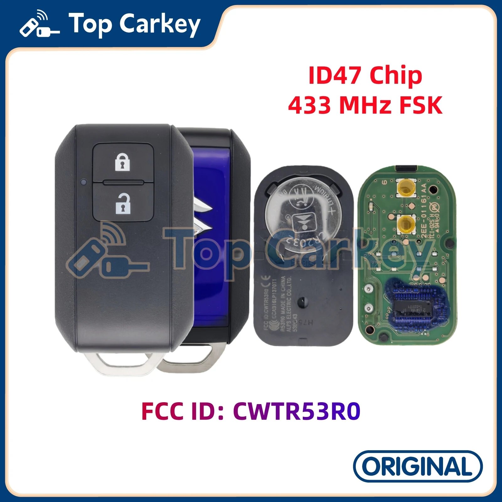 TopCarkey FCCID R52R0 R53R0 оригинальный смарт-ключ ID47 чип 315 МГц 433 МГц для Suzuki Ertiga Jimny SX4 Vitara Swift Splash Wagon R R53R0 433MHz