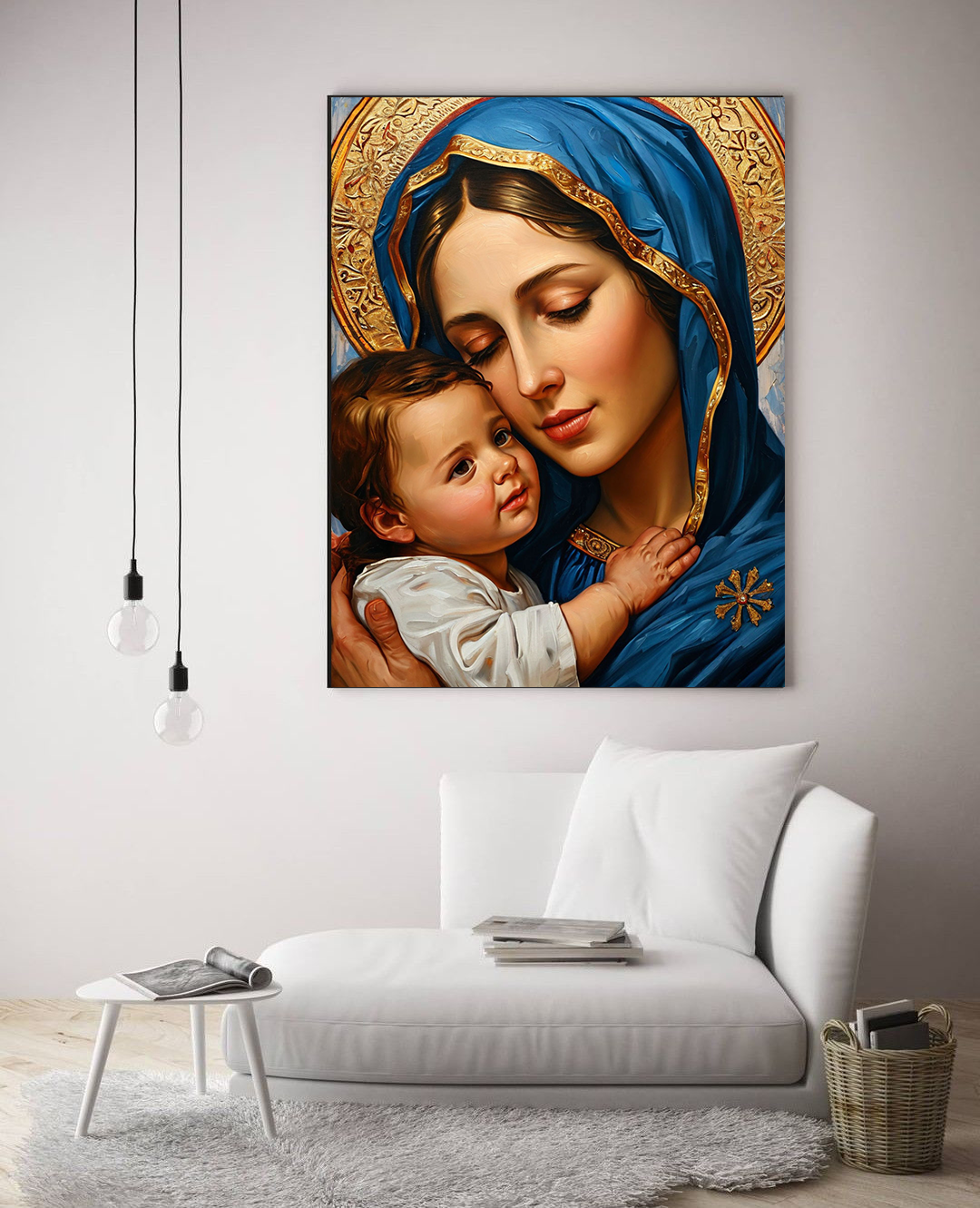 Картина на стену для интерьера "Богородица" 40х50 см, холст на подрамнике, InterHobby