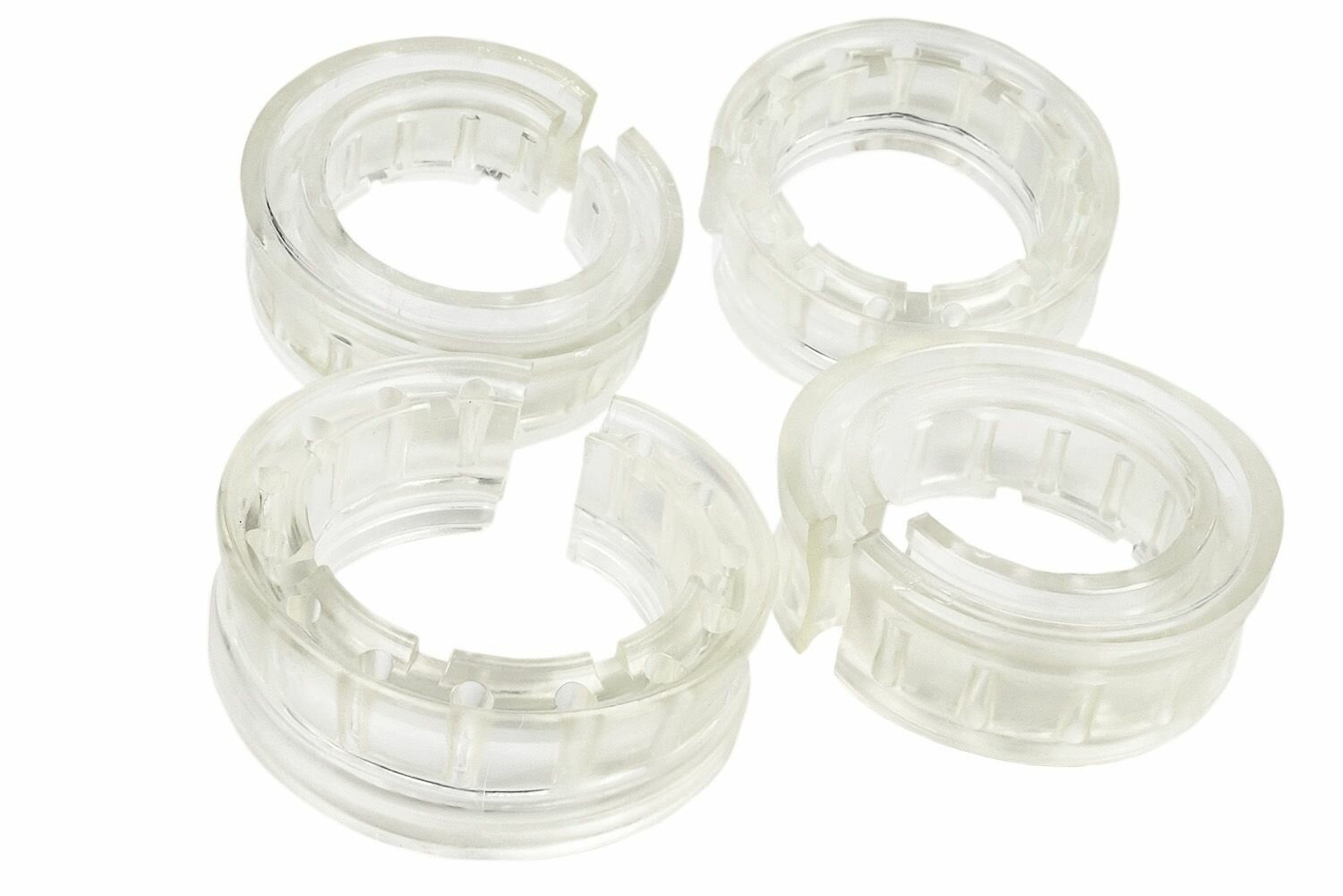 Прозрачные полиуретановые автобаферы (4 межвитковые проставки) в пружину для Лада, Рено, Датсун, Шевроле