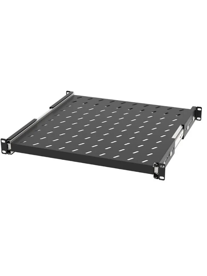 Полка выдвижная Filum FL-RSHE-1U-450-BK 19", 1U, перфорированная, глубина 450 мм, нагрузка 30 кг, черная RAL9005M