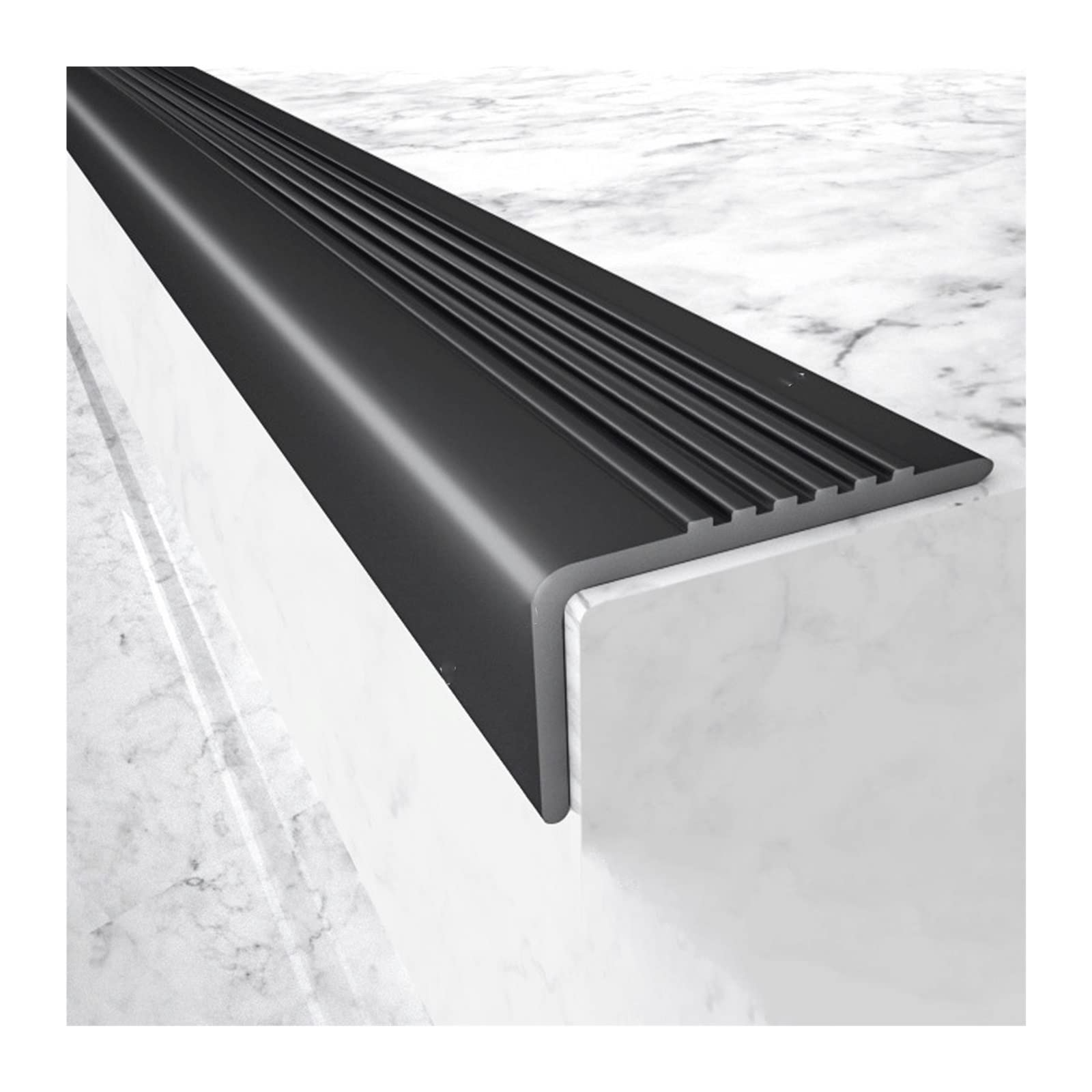 Тира антискользящая самоклеящаяся, Тира защитная для края формы L, Тира для бордюра носа, Тира переходная для ступенчатого края, Тиры для ступеней сцепления (Цвет: Черный, Размер: 3м)