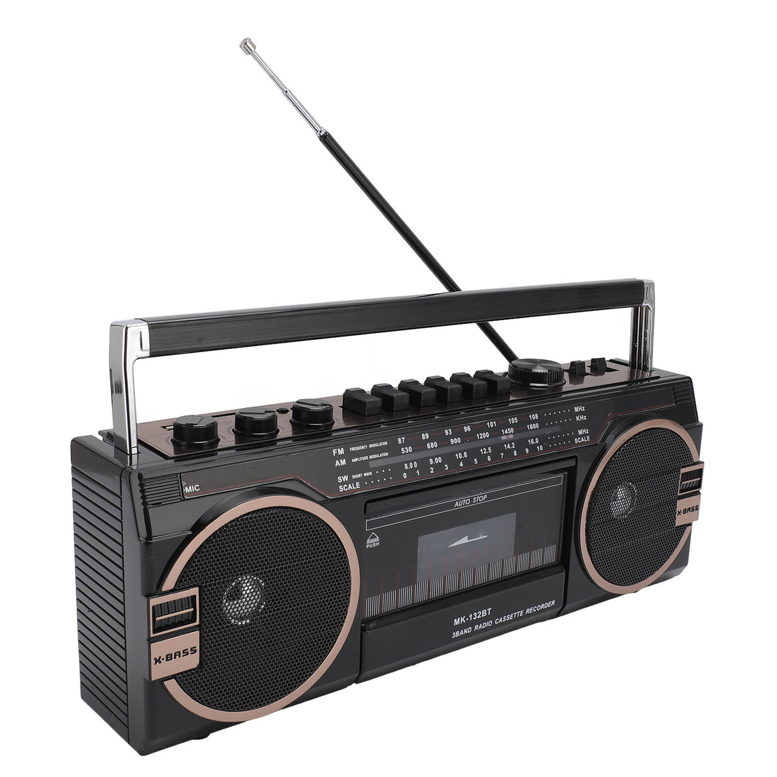 Кассетный проигрыватель AM FM SW Bluetooth, винтажный, отличное качество звука, USB-порт, 3,5 мм, вход Aux, магнитофон, черный, вилка ЕС 220 В