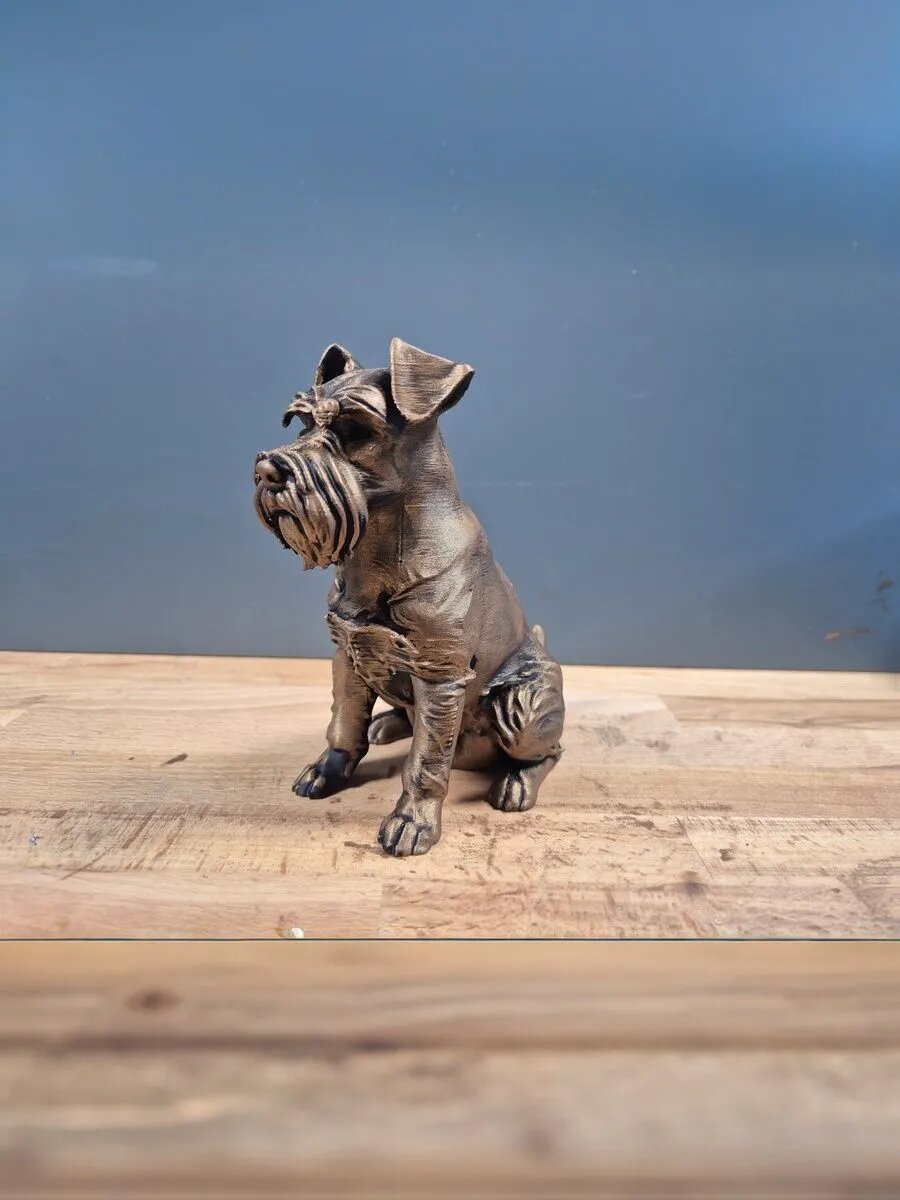 Ростовая статуэтка собаки-Шауцер (10см, коричневый металлик)