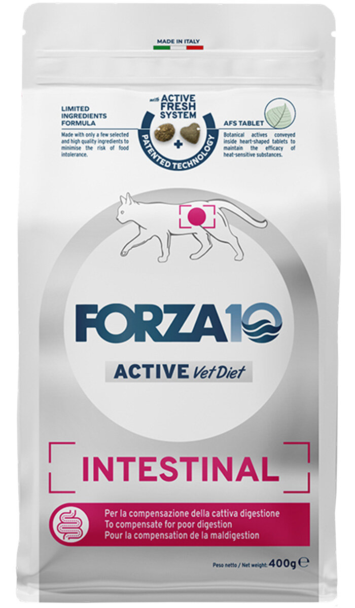 Корм сухой Forza10 Cat Active Vet Diet Intestinal для взрослых кошек при заболеваниях ЖКТ, 0,4 кг