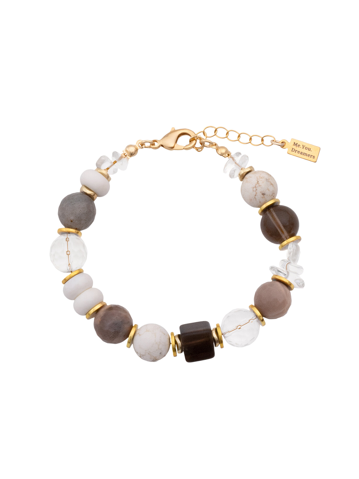 Браслет, лабрадорит, раухтопаз, гематит, горный хрусталь