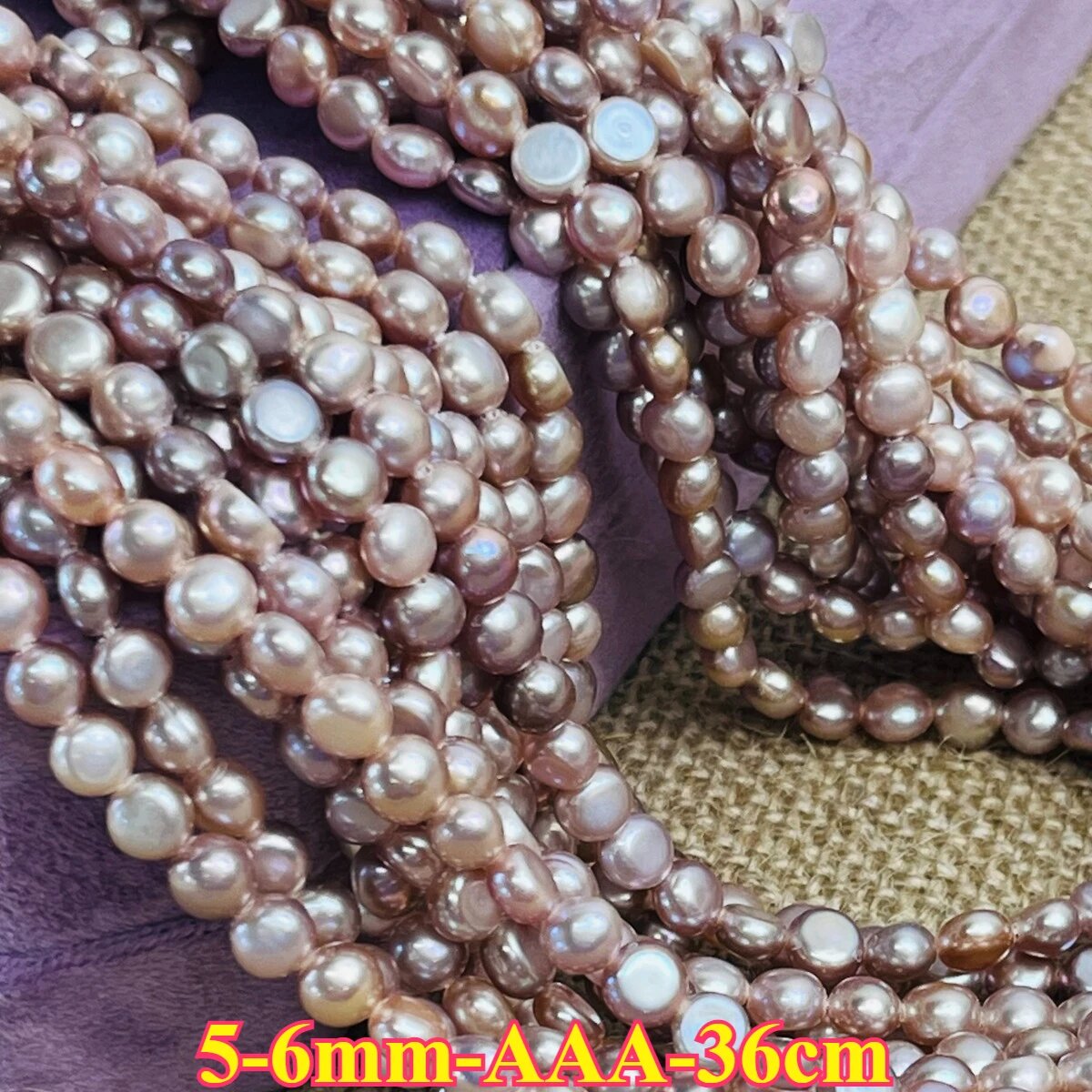 Фиолетовый натуральный пресноводный жемчуг 5-6 мм бисер MakeDIY