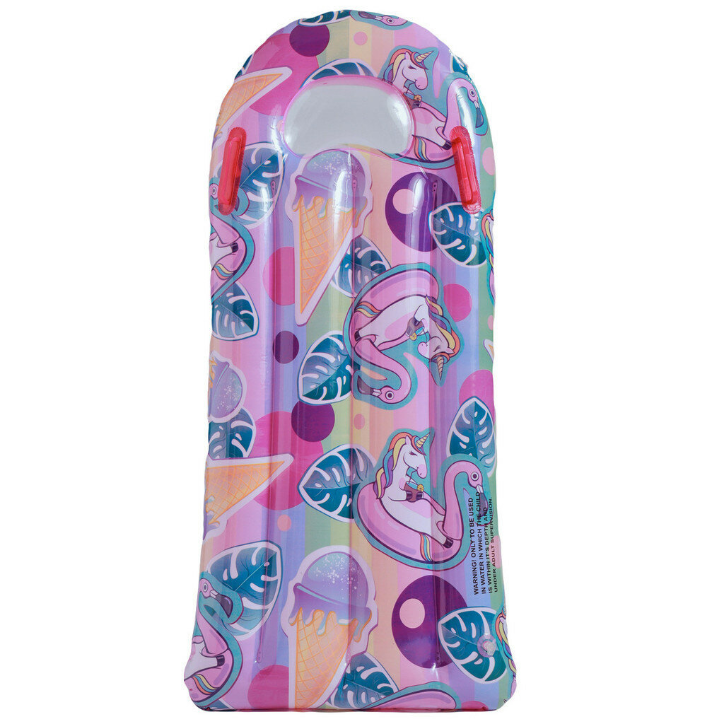 Надувная детская доска для серфинга с усиленной ручкой и кольцом розовая