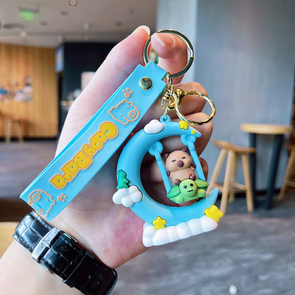 Креативный брелок с мультяшной капибарой, милый и очаровательный кулон с мультяшной капибарой, брелок для сумки в машину, кукла, милый кулон с капибарой, черепаха
