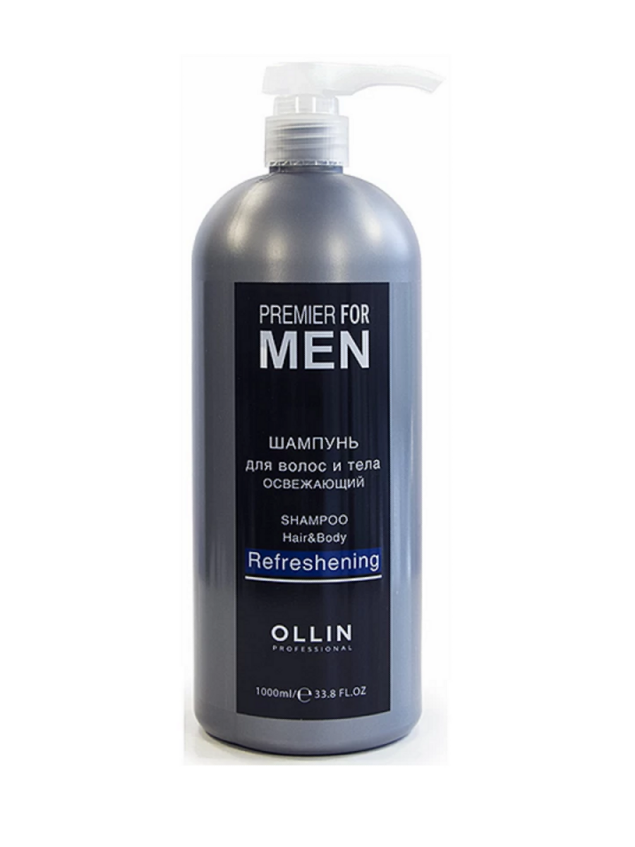 Шампунь Ollin Professional Premier for Men Refreshening, для волос и тела освежающий для мужчин, 1000 мл