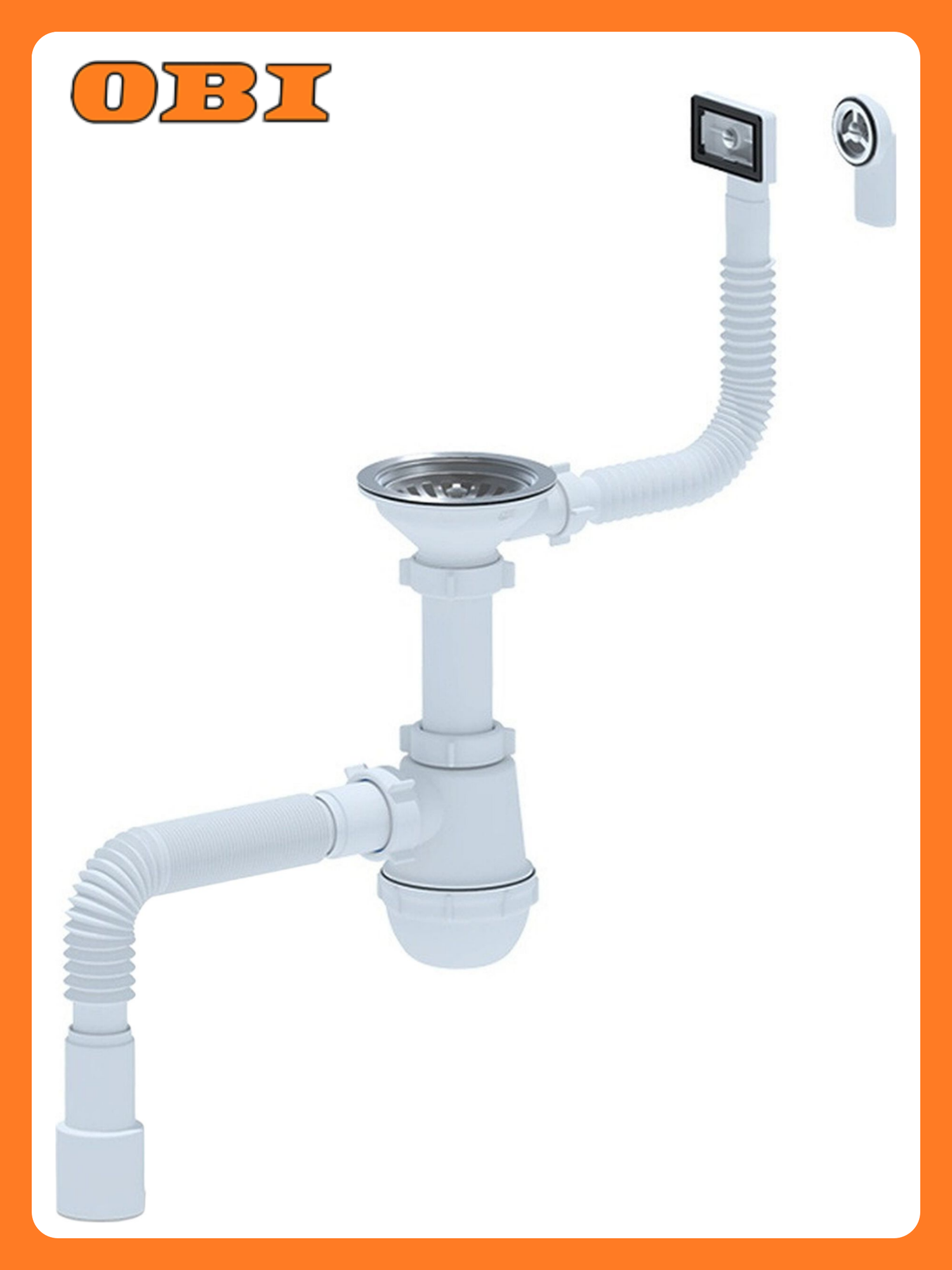 Сифон АНИ Пласт, для кухонных моек, бутылочный, полипропилен, белый