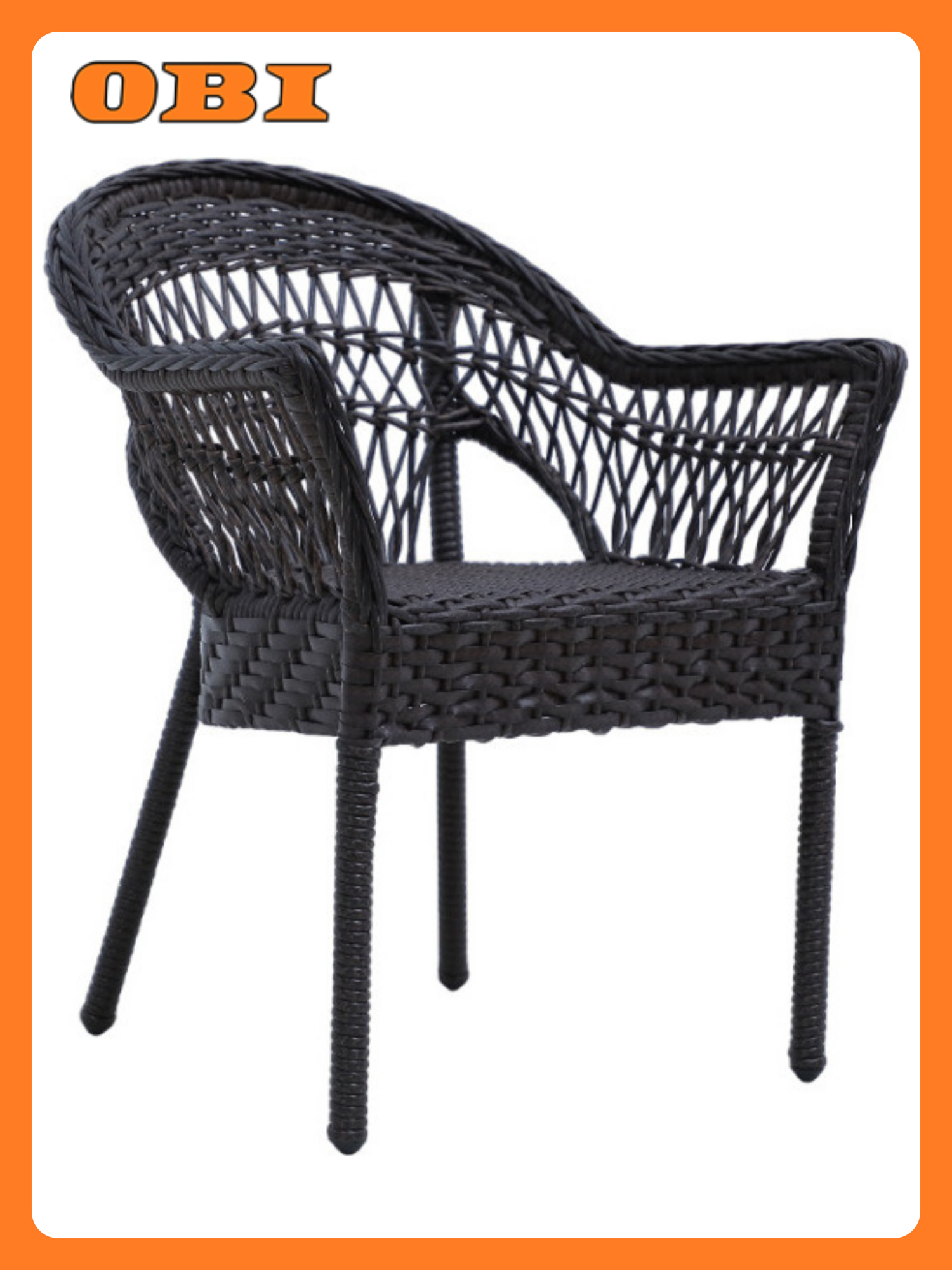 Кресло садовое 4680180260478, искусственный ротанг, влагостойкое, коричневое