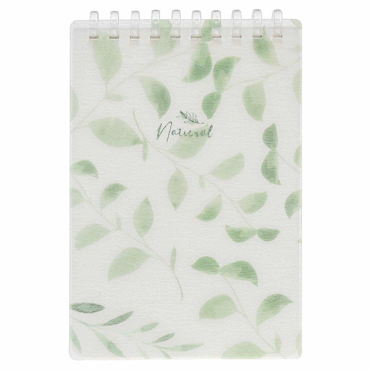 Блокнот малый формат А6 80 л, мягкий гребень, пластик, фольга, клетка, HATBER, NATURAL LEAVES, 0902 (80Б6A1мс_33480)