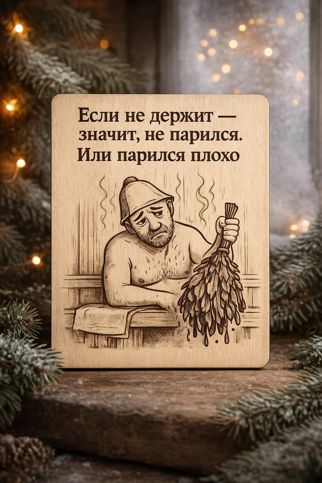 Табличка для бани из дерева, прикольный подарок