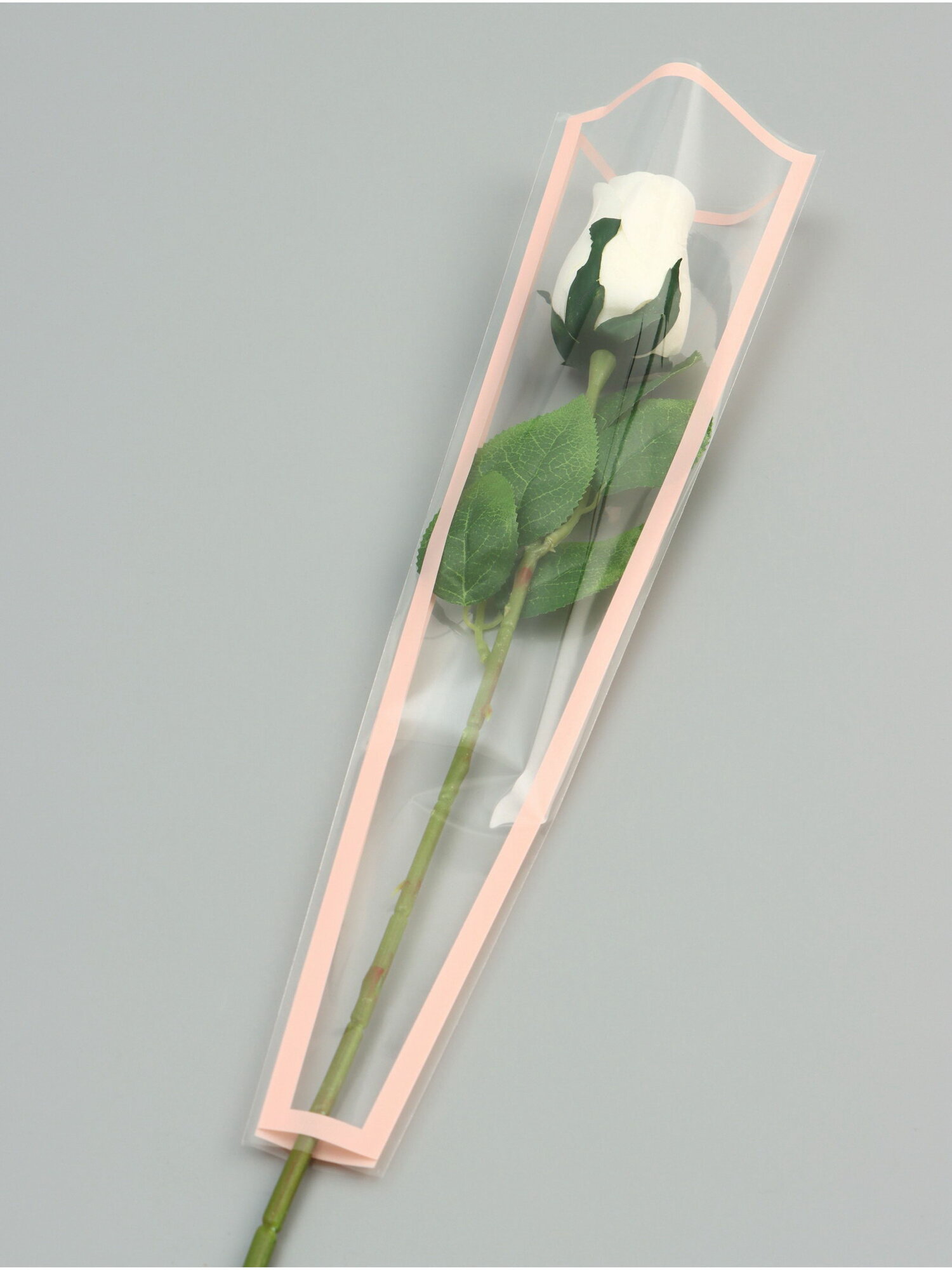 Пакет конус для цветов, "Кайма", 12.5x4x45+-1 см, розовый, вид: конусы, 50 шт.