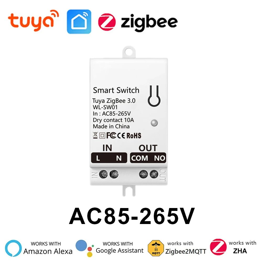 Tuya ZigBee 3.0 Smart Switch WL-SW01, AC 85-265V
