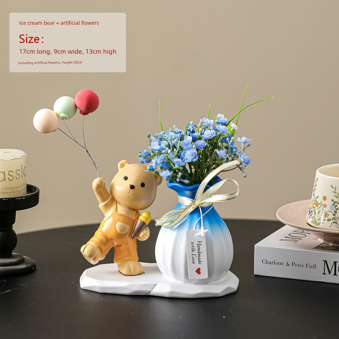 Искусственный цветочный букет в вазе «Ожесточенный медведь» для декора гостиной, спальни, прикроватной тумбочки,