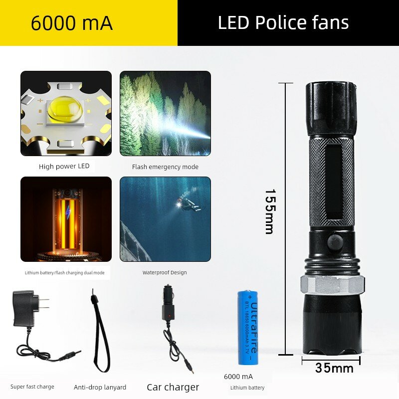 Сильный свет фонарик светодиодный высокая яркость сверхдлинный прожектор дальнего действия масштабируемый мини-ранец