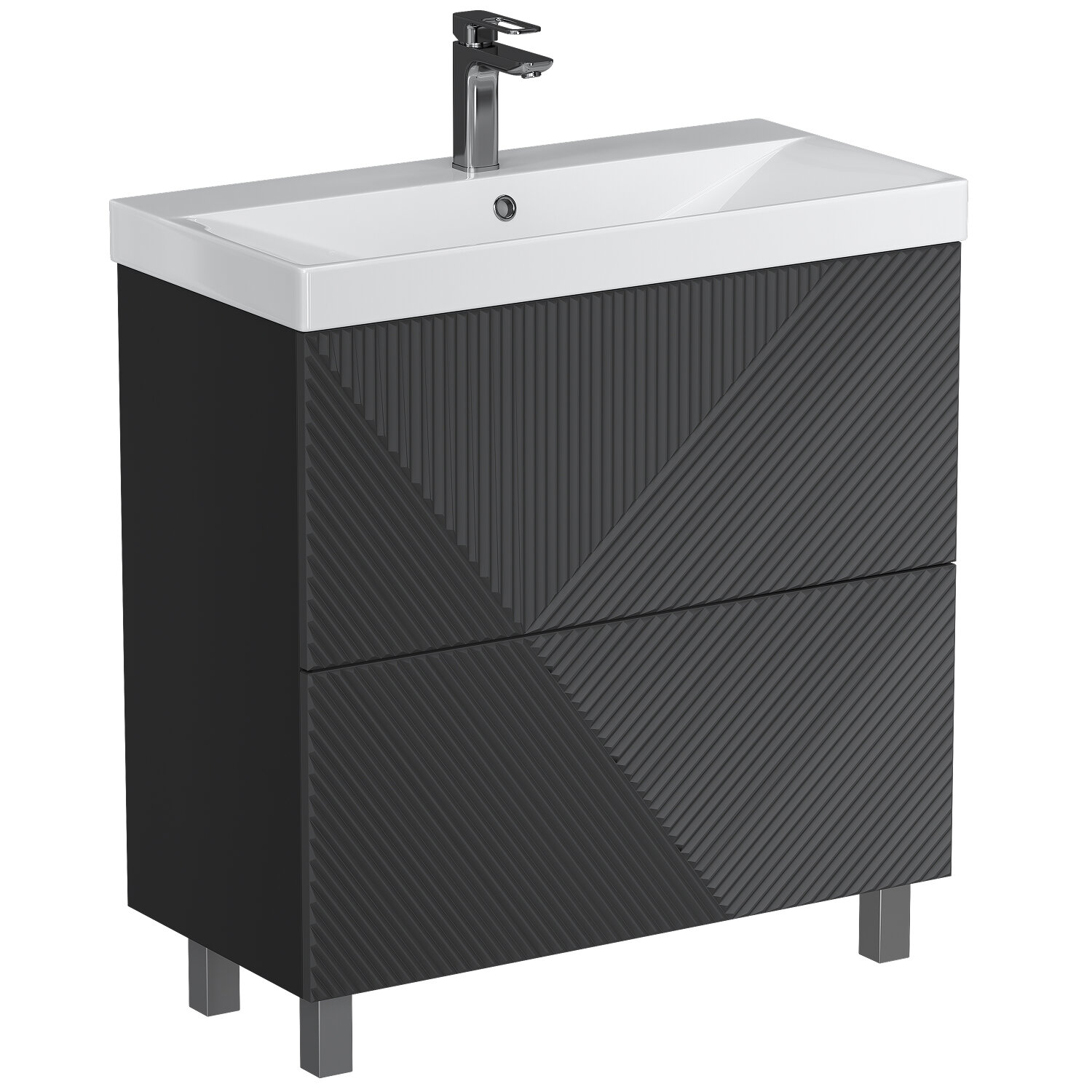 Тумба напольная под раковину Vigo Риос 80 с 2 ящиками (9696-80) цвет графит