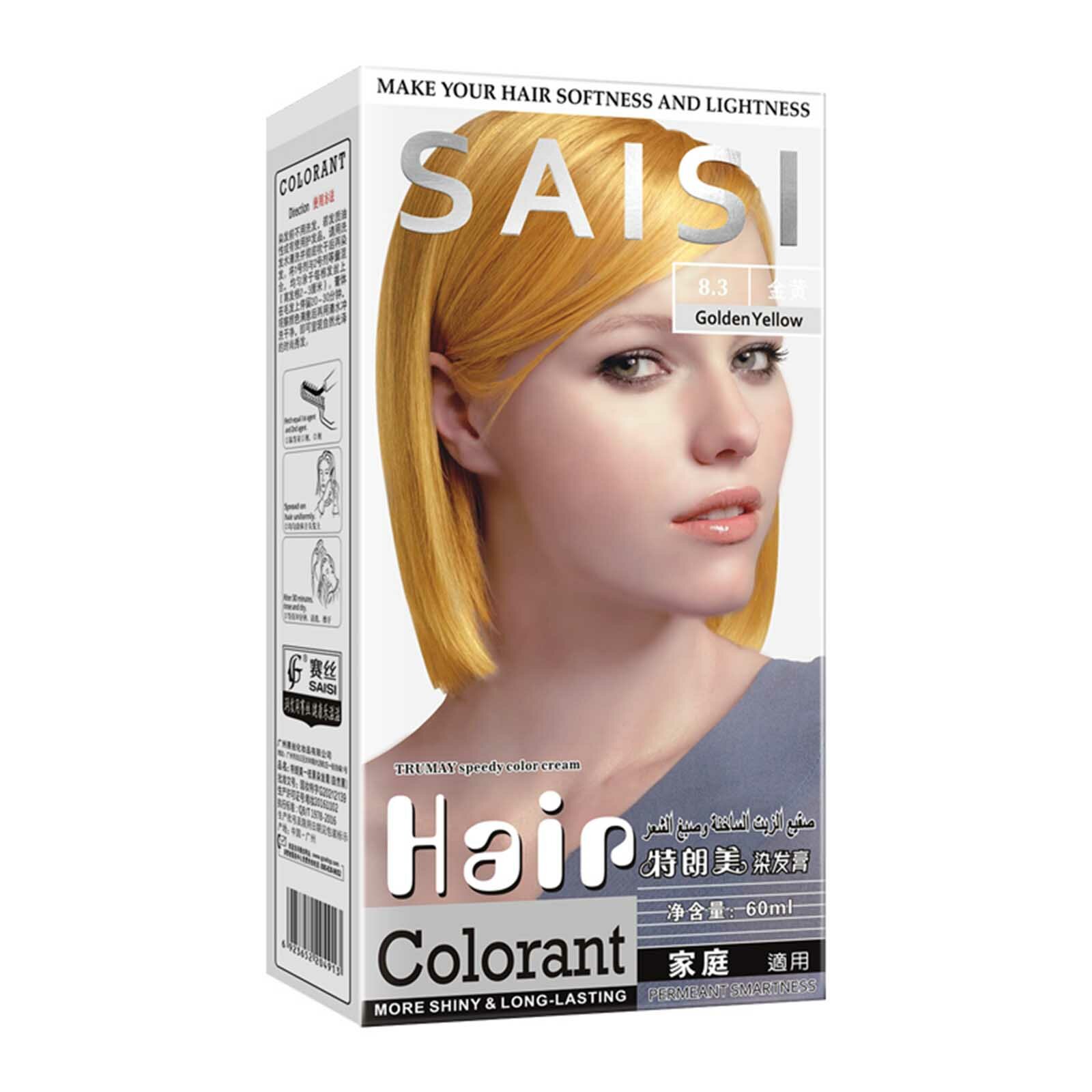 Крем для окрашивания волос 60мл Длинное стойкое краска для волос ДИЙ красители для волос с кистью перчатками Без повреждения волос natural black gold yellow grape red chestnut brown purple flax coffee grape purple cold brown gold brown black brown