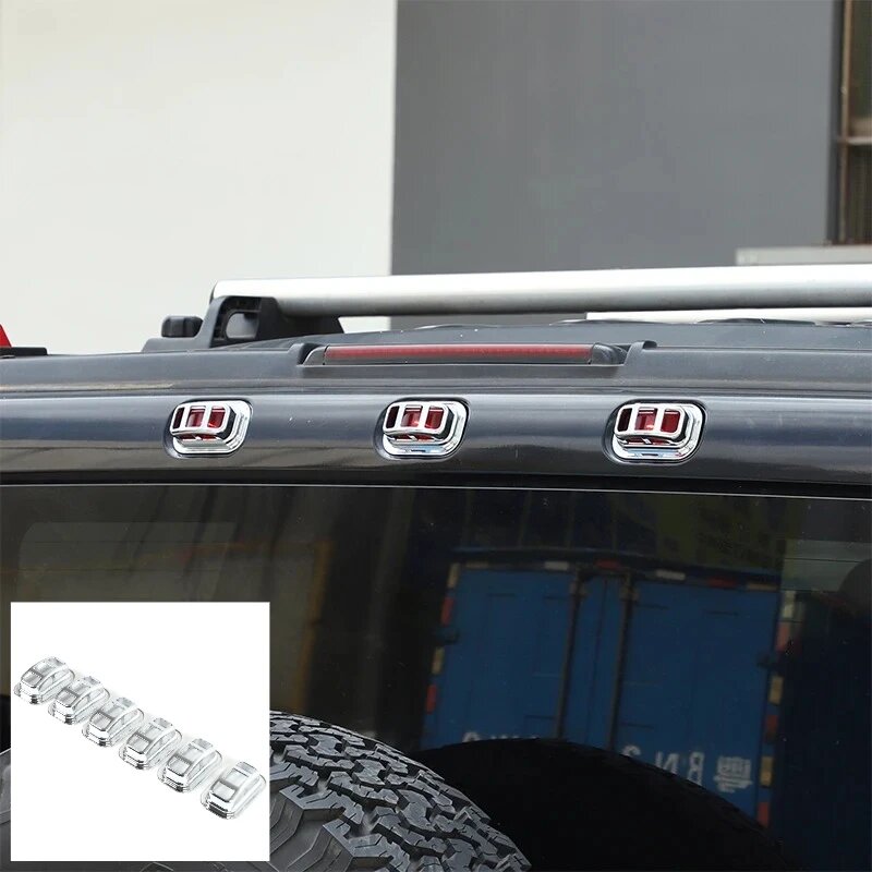 Декоративные накладки на фонари крыши для Hummer H2 2003-2009, серебрие (6 шт.)