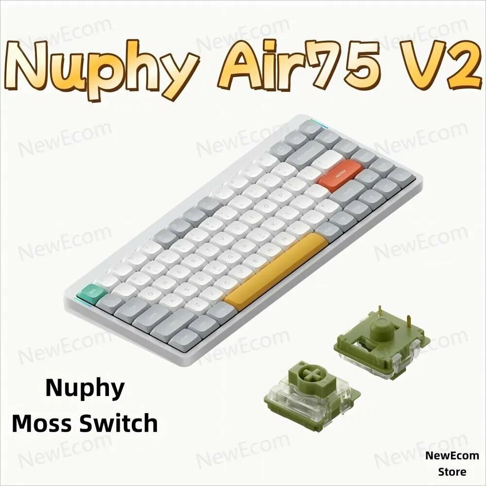 NuPhy Клавиатура беспроводная Air75 V2 Moss Switch, (NuPhy Moss Low-Profile), Английская раскладка, белый
