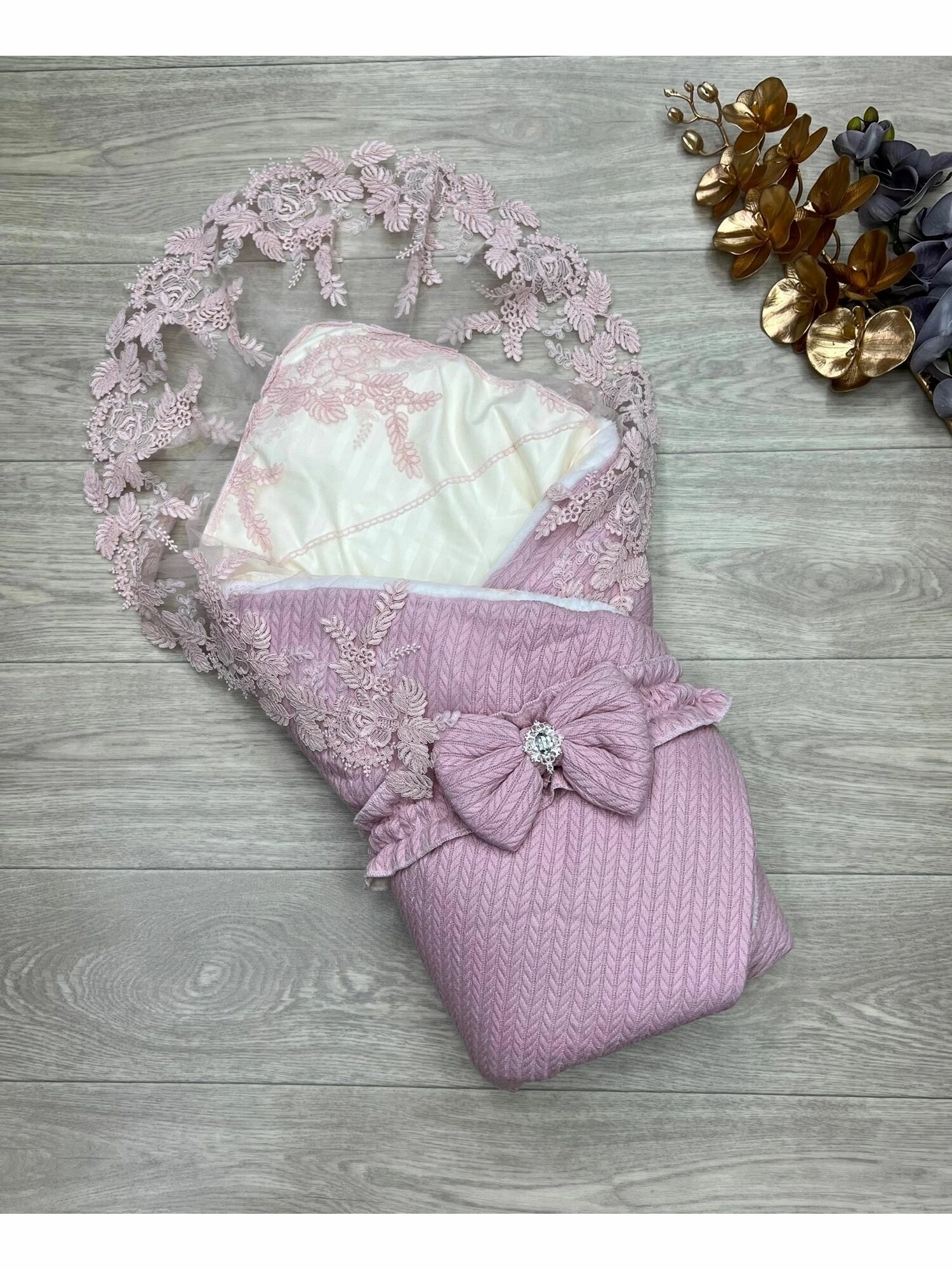 Конверт для новорожденного на выписку для новорожденного в роддом розовый для девочки