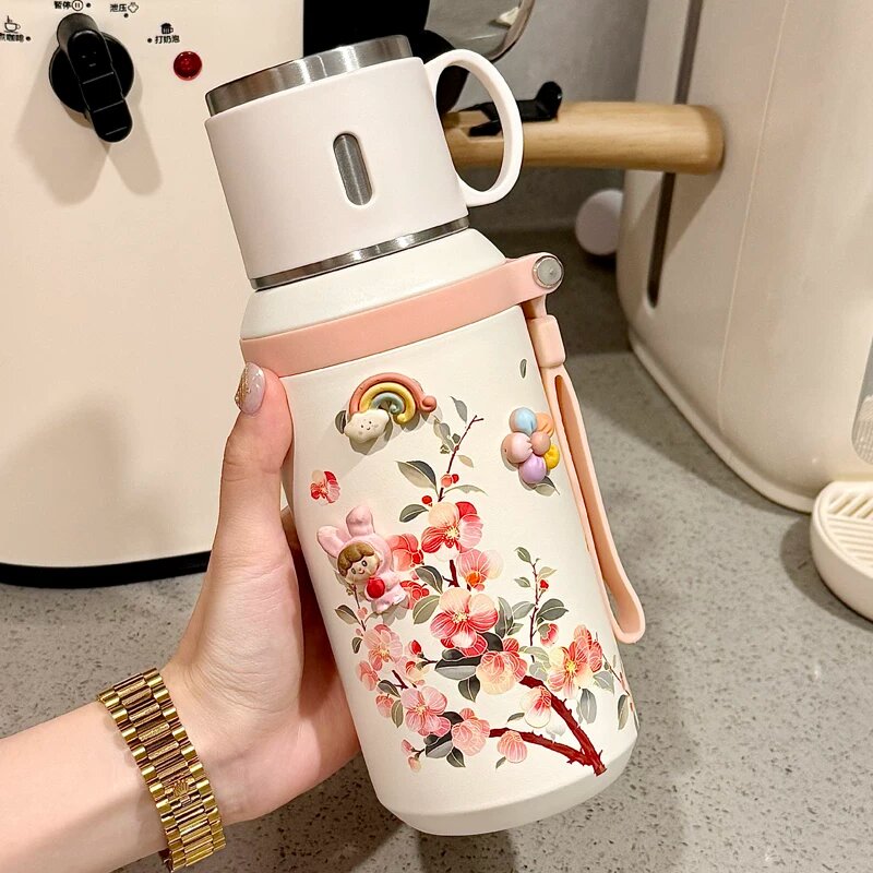 Мерный стакан из нержавеющей стали 316, термостакан, стакан для воды с крышкой, стакан для питьевой воды для женщин,